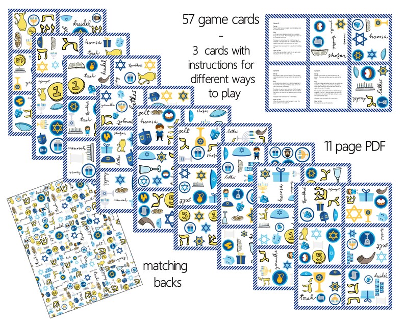 Happy Hanukkah Chanukah Matching Game Activity Printable Instant ...