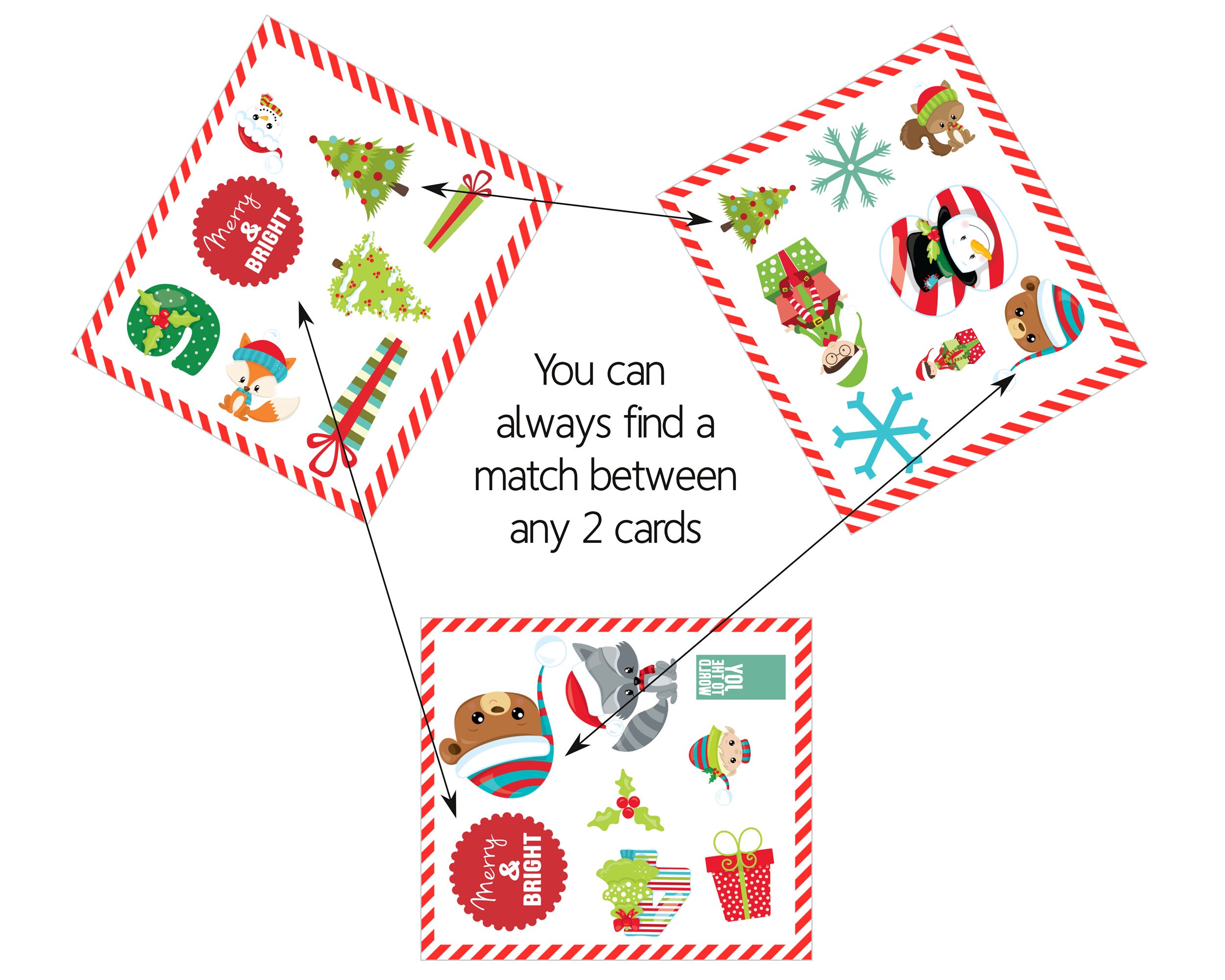 Christmas Matching Game, Printable Children Game, Seek and Find It ...