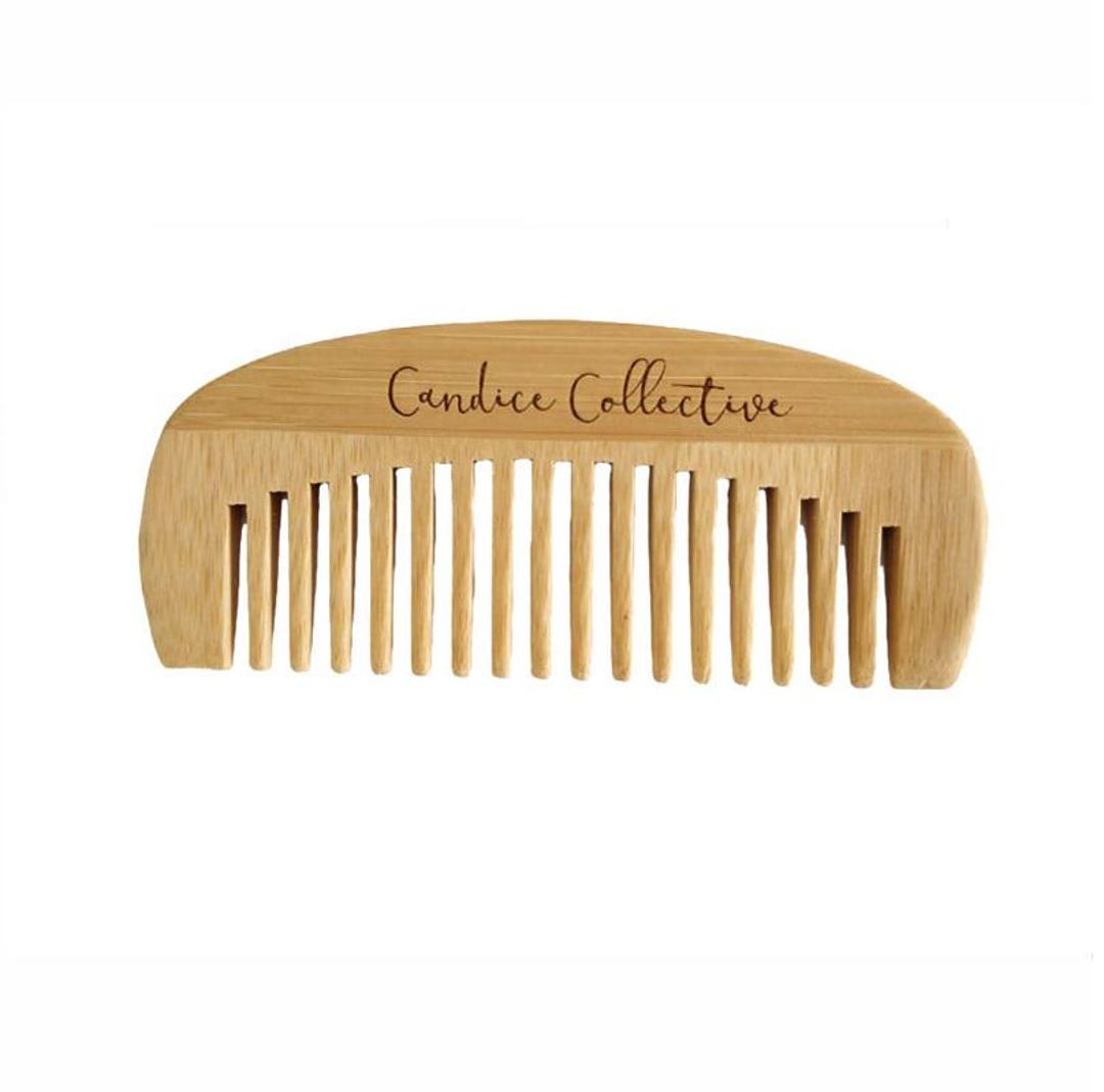 Personalized Customize Logo- Handmade Bamboo Wood Beard Comb Wide Tooth ...