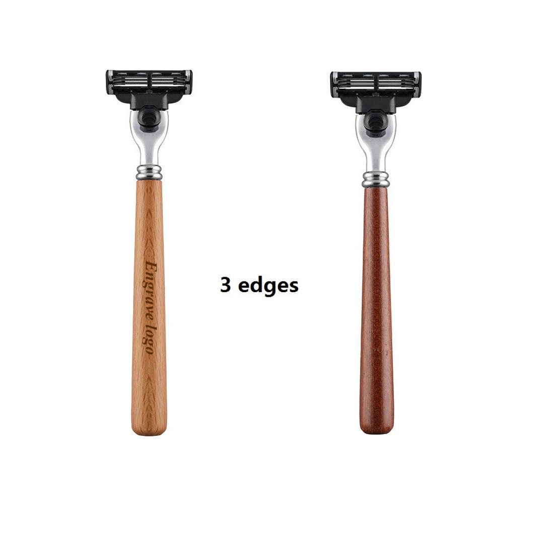Engrave Logo-handmade 3edges Wood Handle Razor Retro Razor for Men ...