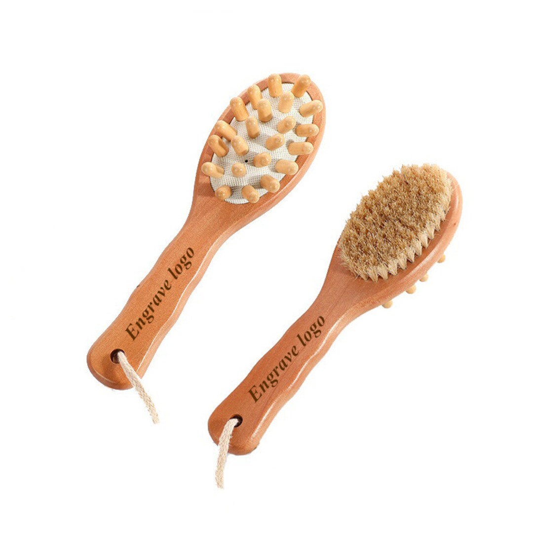 Engrave Logo-handmade Two Sides Brush Shower Brush Body Dry Brush Wood ...