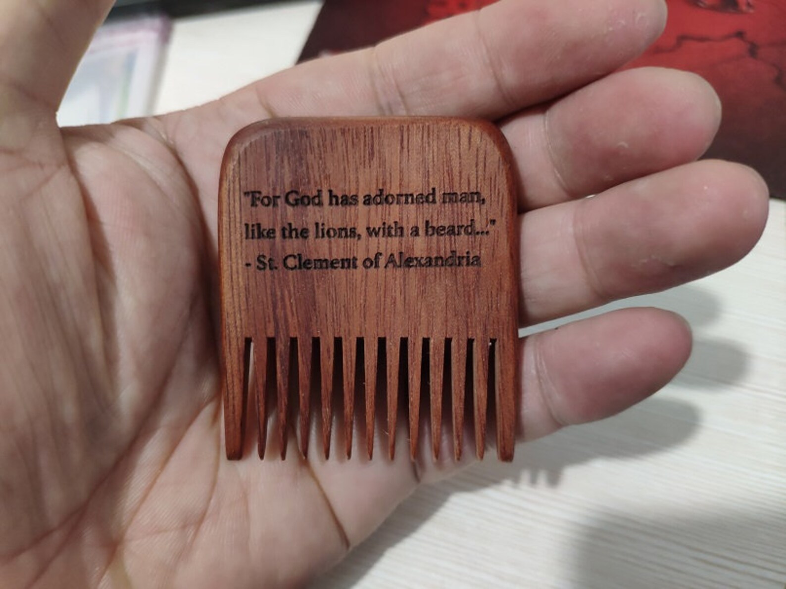 Customize Logo-handmade Red Wood Combs Mini Square Combs Beard - Etsy