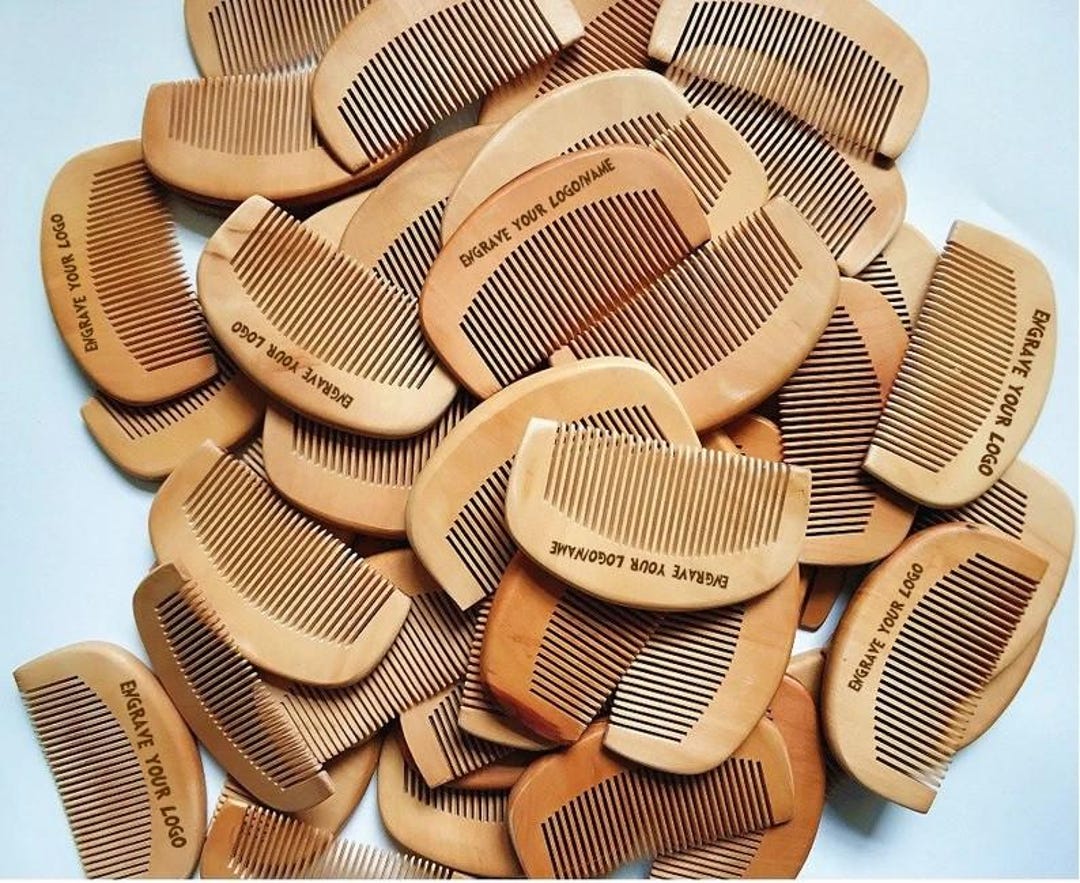 Personalized Customize Logo Combs-handmade Fine Tooth Wood Comb Beard ...