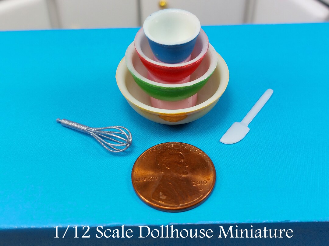 Primary Colors Mixing Bowls, Pyrex Inspired - This is a 1:12 Dollhouse ...