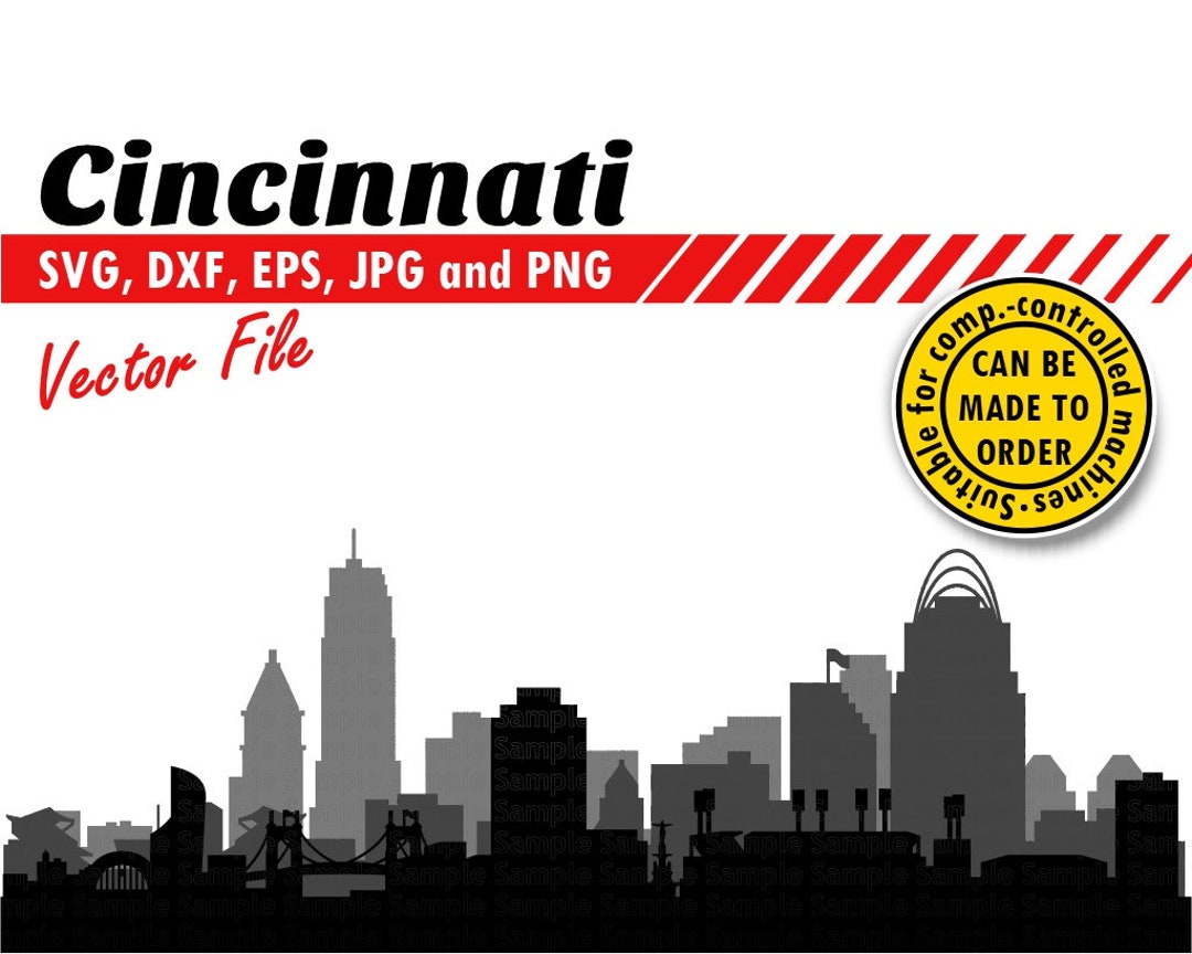 Cincinnati Layered Skyline Svg, Eps, Dxf, Jpg, Png. City Silhouette for ...