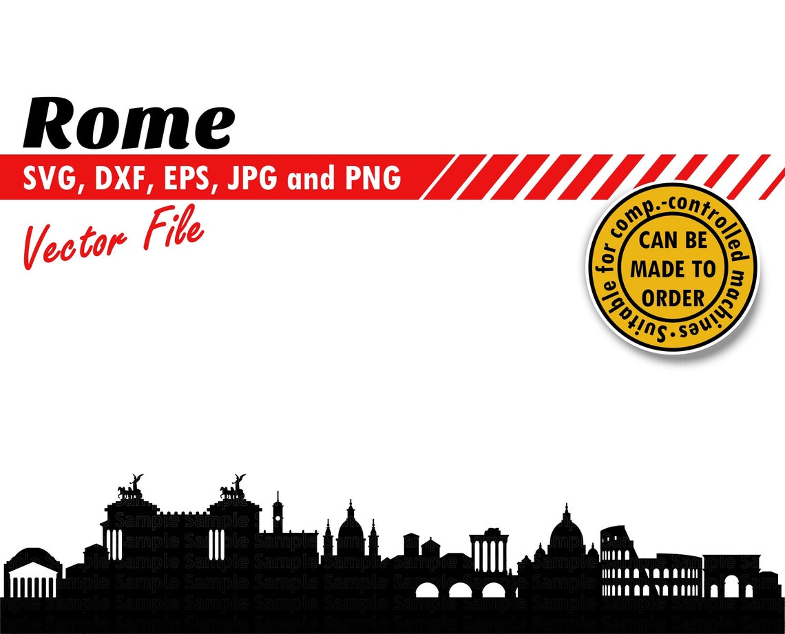 Rome Skyline Svg Dxf Eps Jpg Png File Cityscape - Etsy
