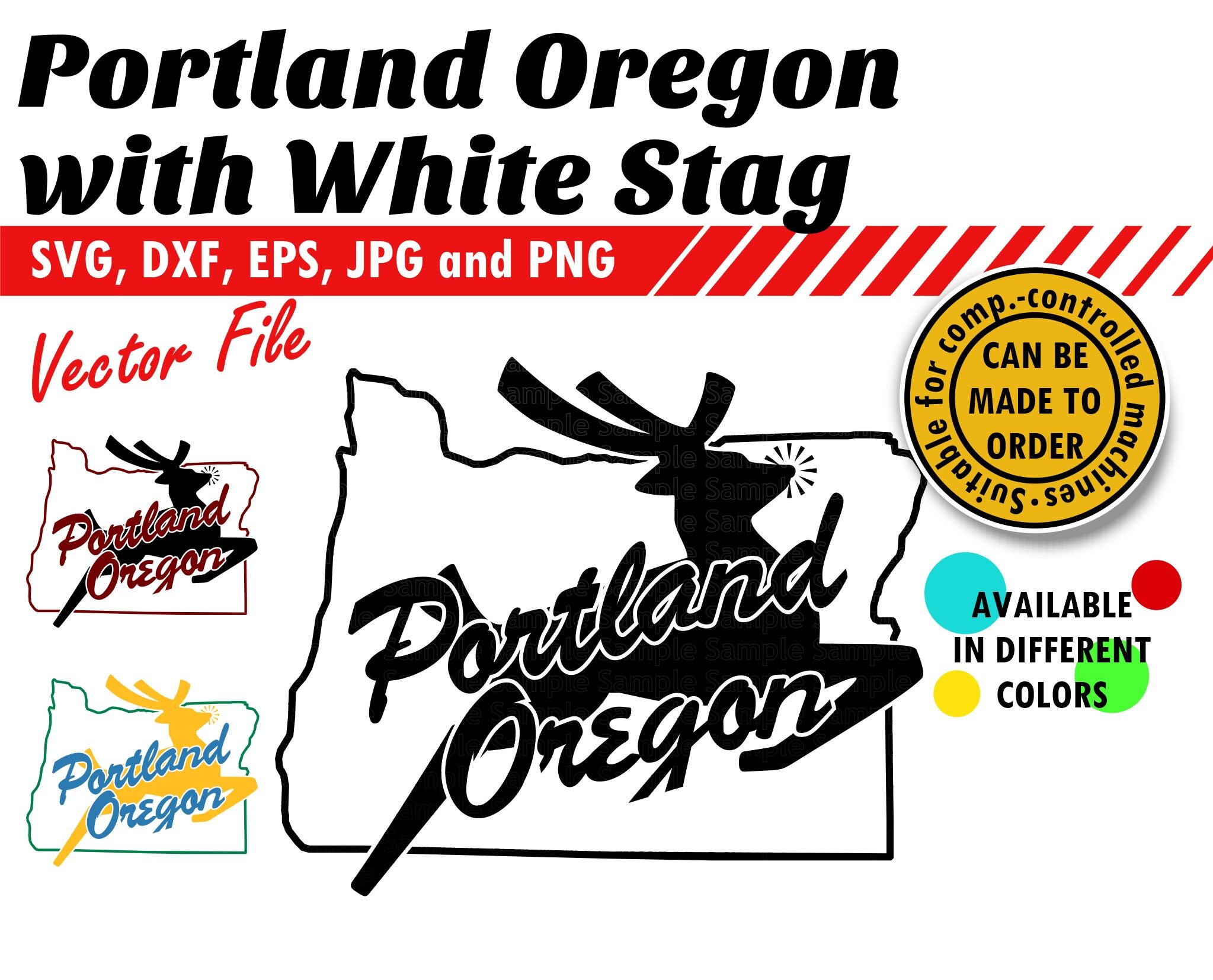 Portland Oregon Sign With White Stag Svg Dxf Eps Jpg Png - Etsy