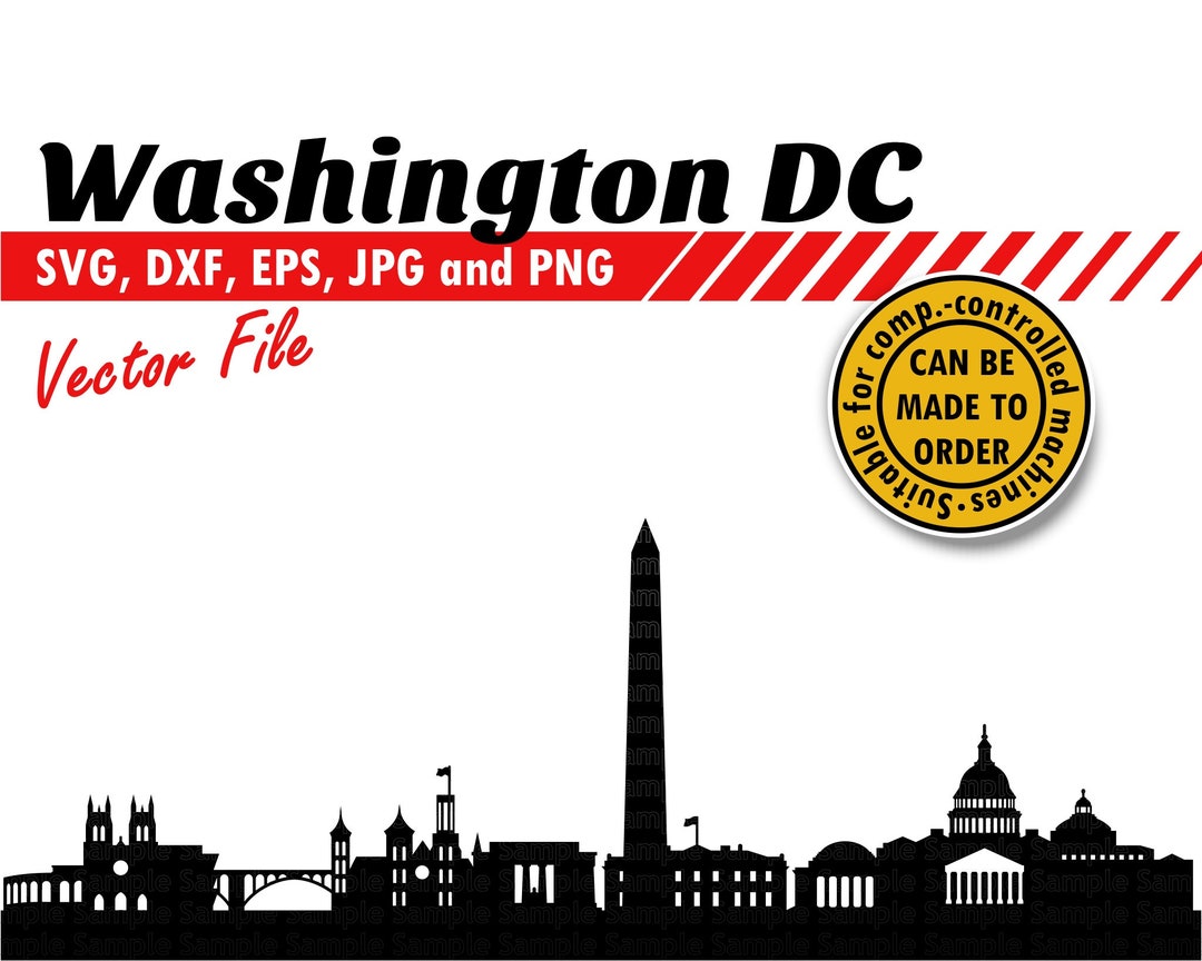 Washington DC Skyline Svg, Dxf, Eps, Jpg, Png. City Silhouette Vector ...