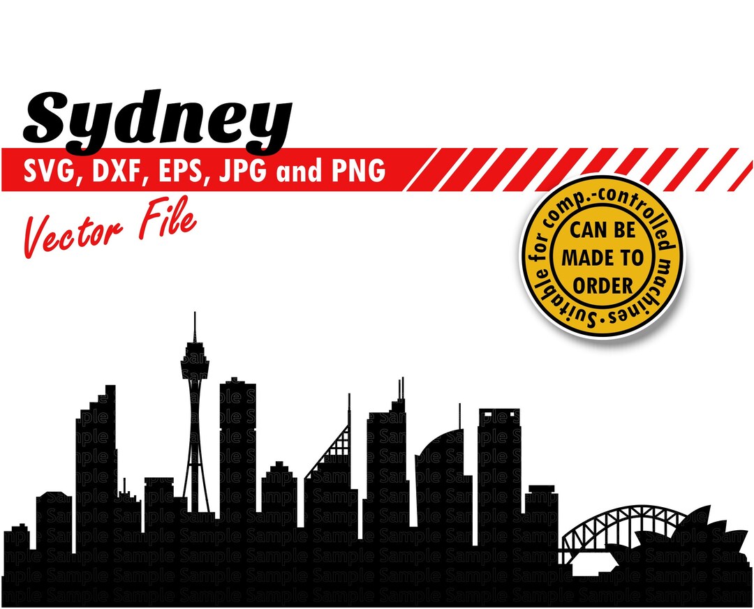 Sydney Skyline - Svg, Dxf, Eps, Jpg and Png File. Vector City ...