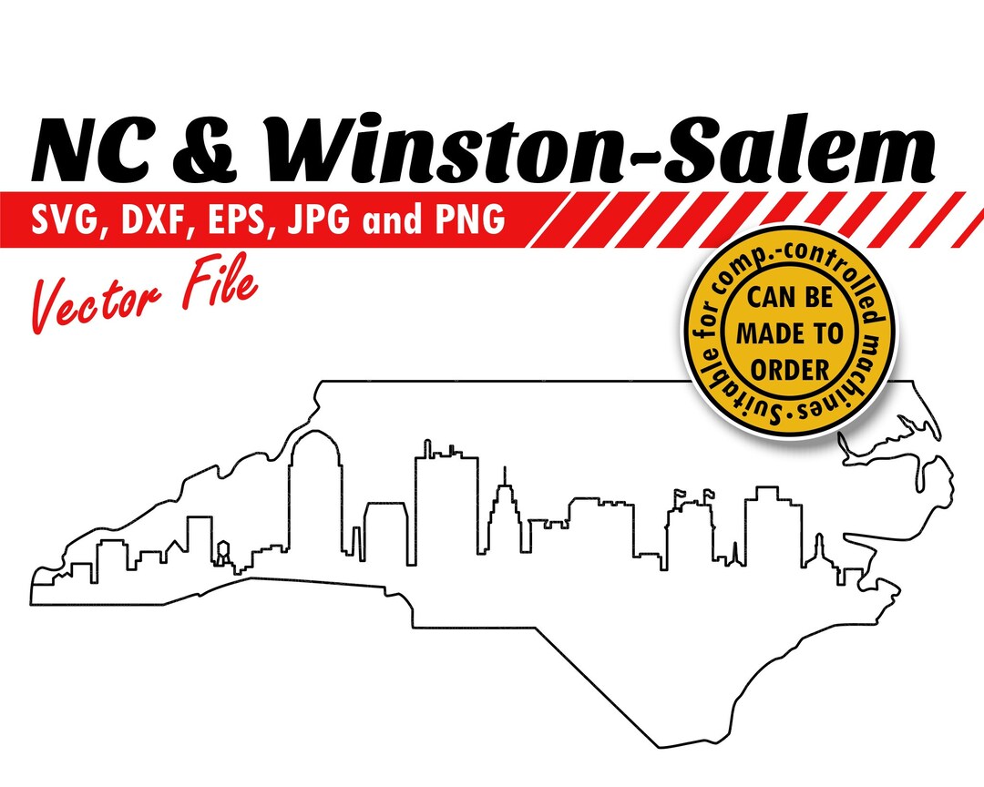 North Carolina & Winston-salem Skyline Svg, Eps, Dxf, Jpg, Png. Line ...