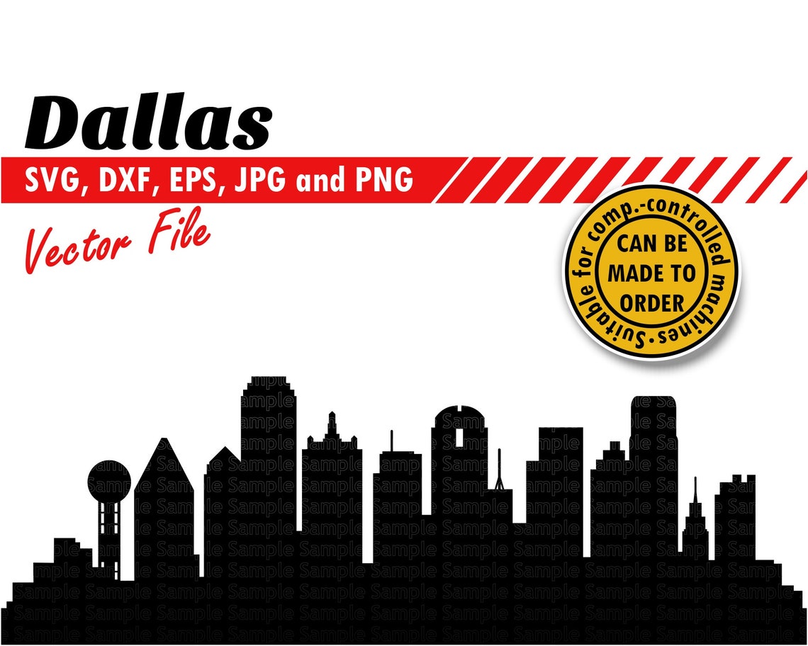 Dallas Skyline Svg, Eps, Dxf, Jpg, Png. City Silhouette for Printing ...