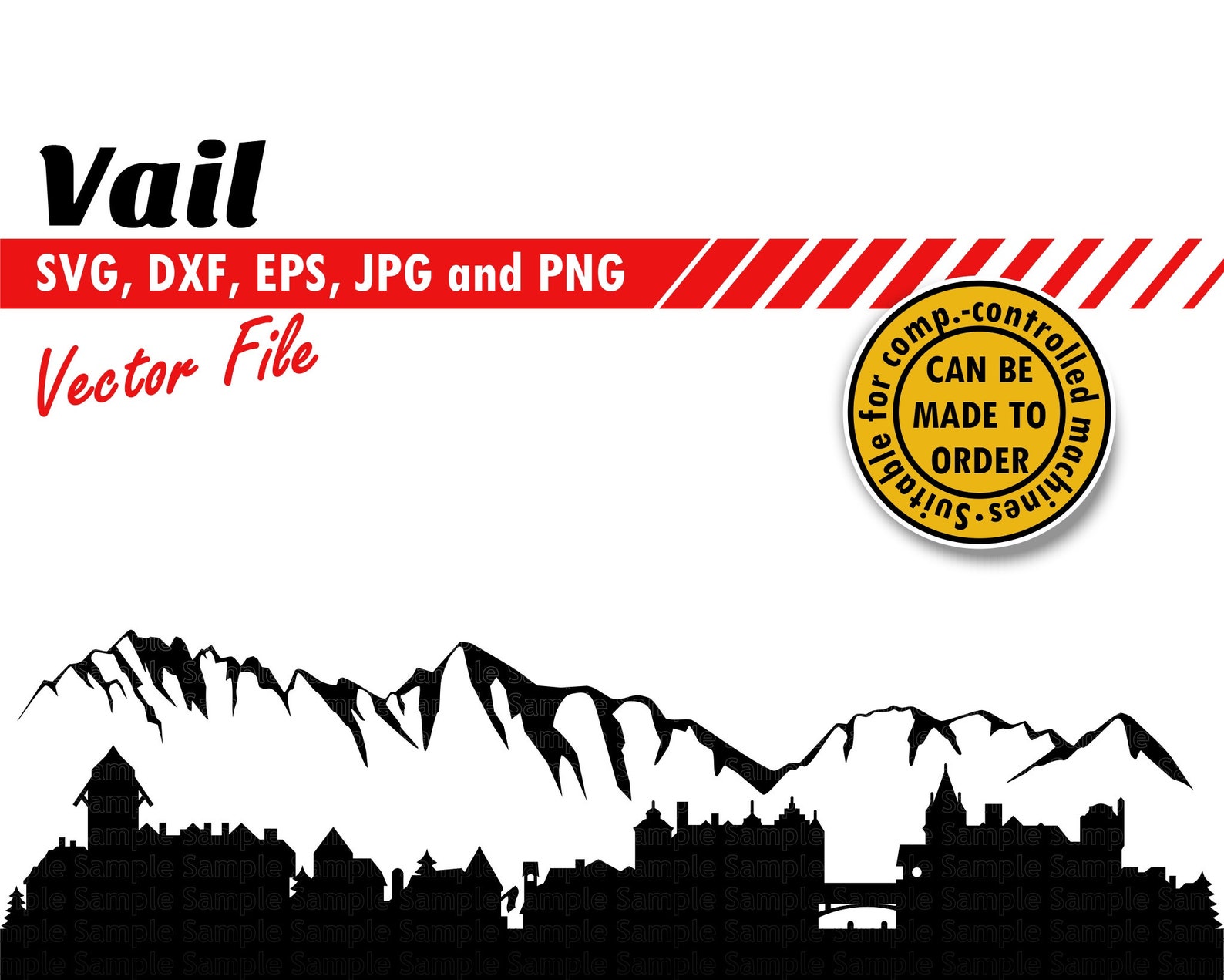 Vail Skyline Svg, Dxf, Eps, Jpg, Png. Ski Resort Silhouette Clipart ...