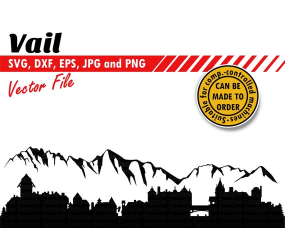 Vail Skyline Svg Dxf Eps Jpg Png. Ski Resort Silhouette | Etsy