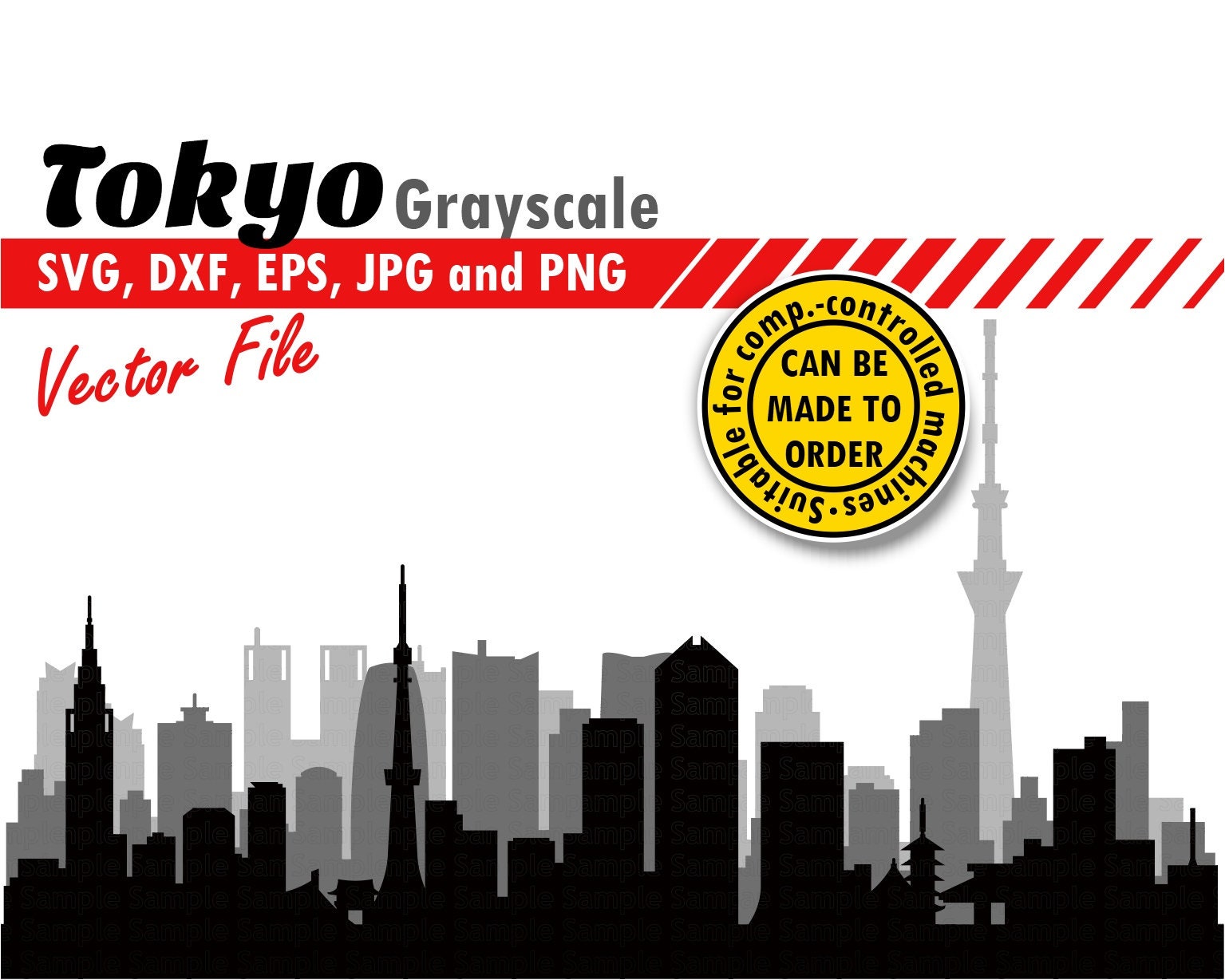 Tokyo Layered Skyline Svg Eps Dxf Jpg Png. City Silhouette - Etsy