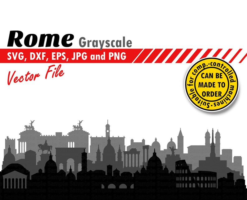 Rome Layered Skyline Svg Eps Dxf Jpg Png. Cityscape for - Etsy