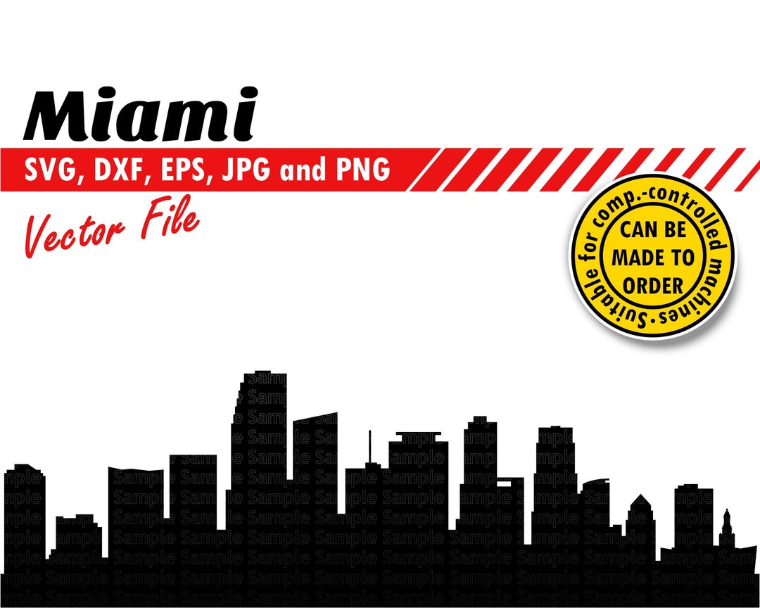 Miami Skyline Svg, Eps, Dxf, Jpg, Png. Cutting & Printing City ...