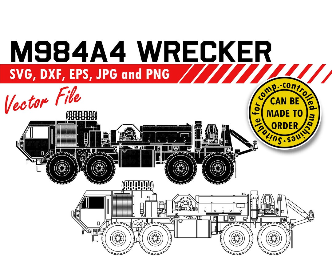 M984A4 Wrecker Svg, Dxf, Eps, Jpg, Png. 8x8 Truck Clipart & Cutting ...