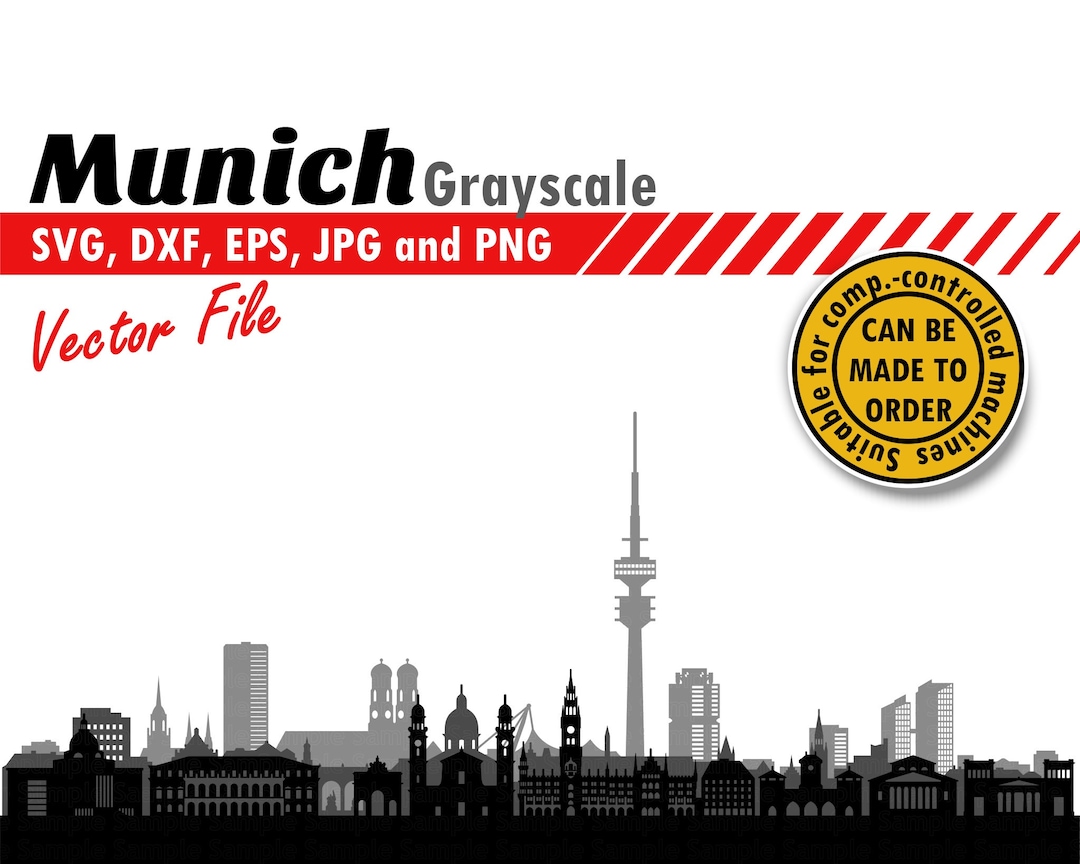 Munich Layered Skyline Svg. Dxf, Png, Jpg, Eps. Detailed City ...