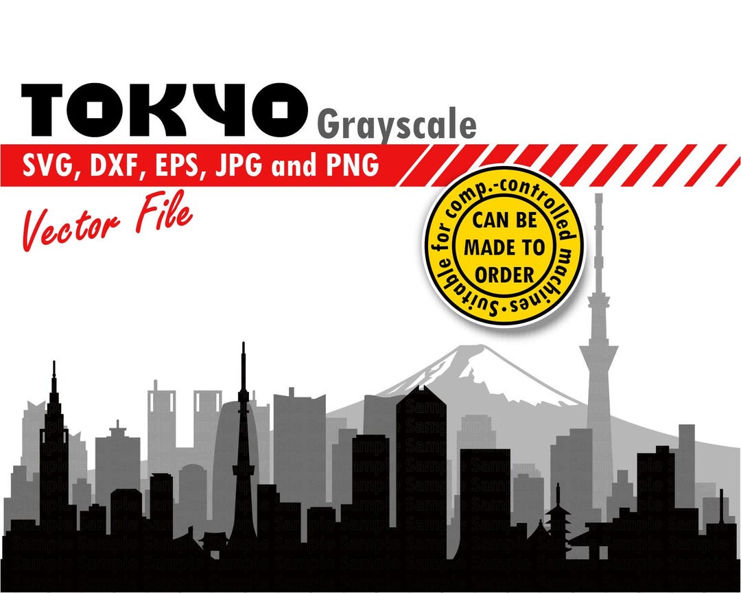 Tokyo Layered Skyline Svg, Eps, Dxf, Jpg, Png. City and Mountain Fuji ...