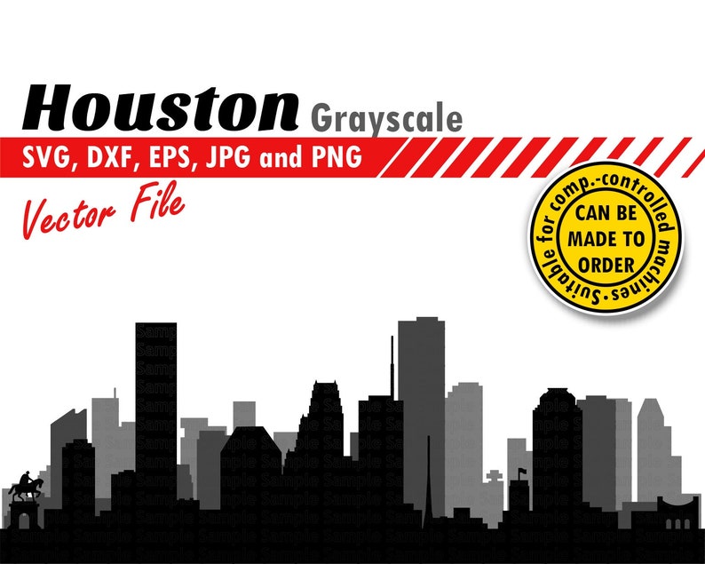 Houston Layered Skyline Svg Eps Dxf Jpg Png. City - Etsy