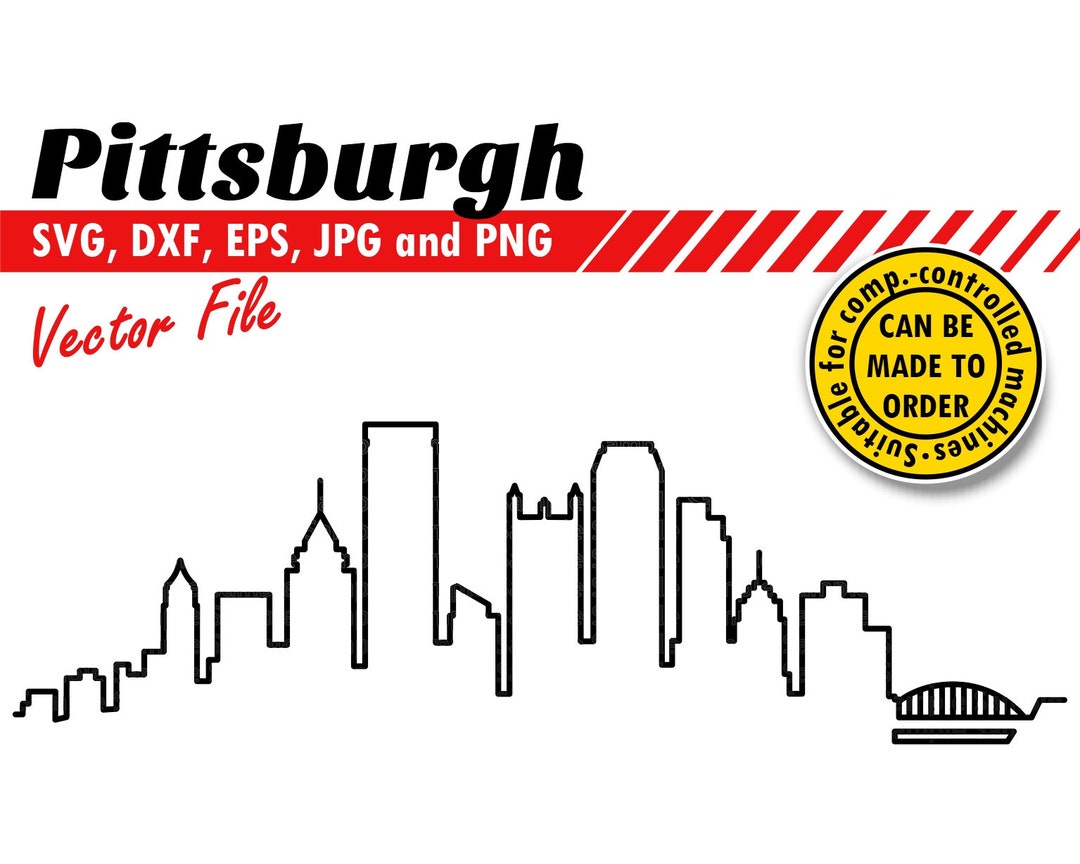 Pittsburgh Skyline Thick Outline Svg, Eps, Dxf, Jpg, Png. Line ...