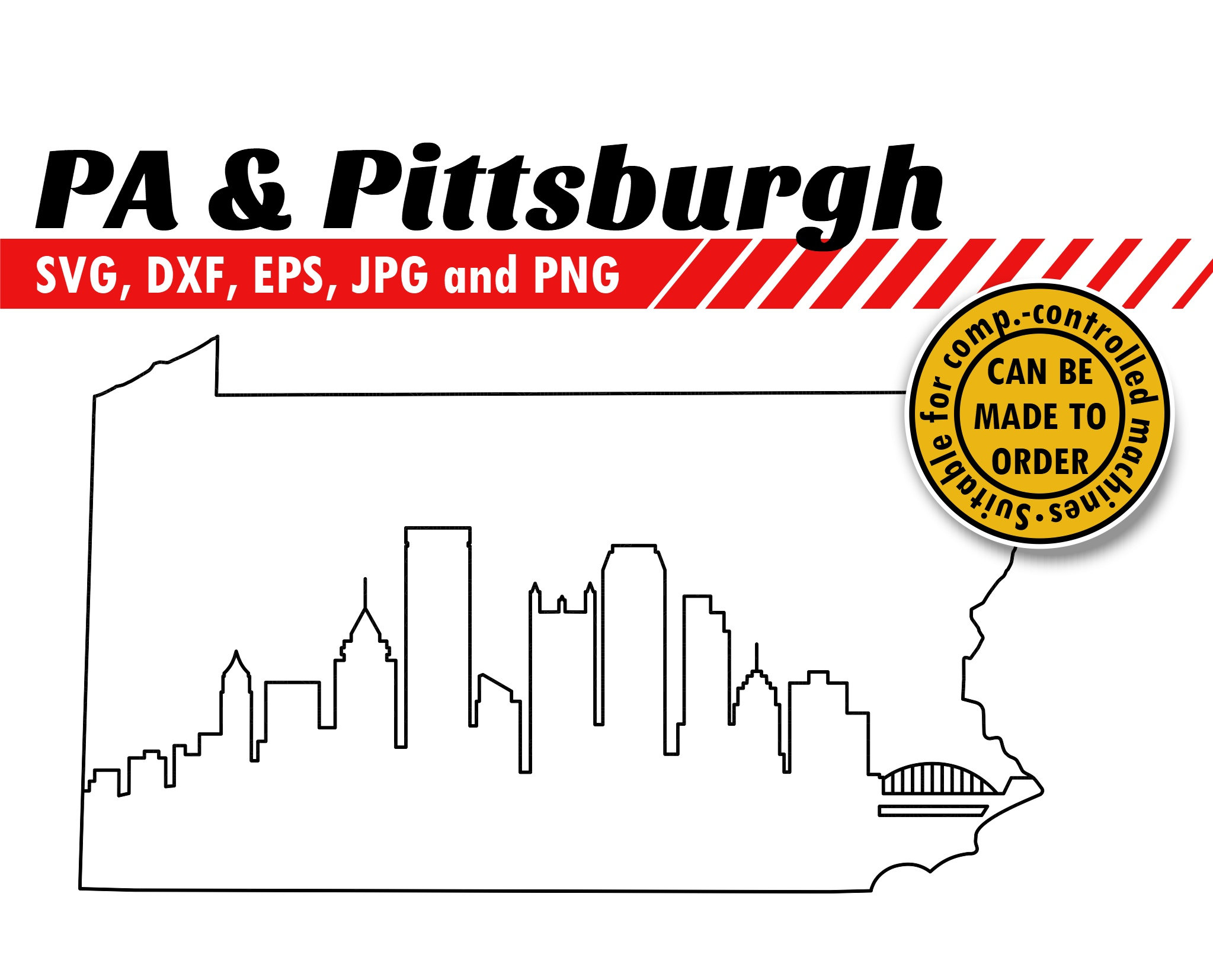 Pennsylvania & Pittsburgh Skyline Svg Eps Dxf Jpg Png | Etsy