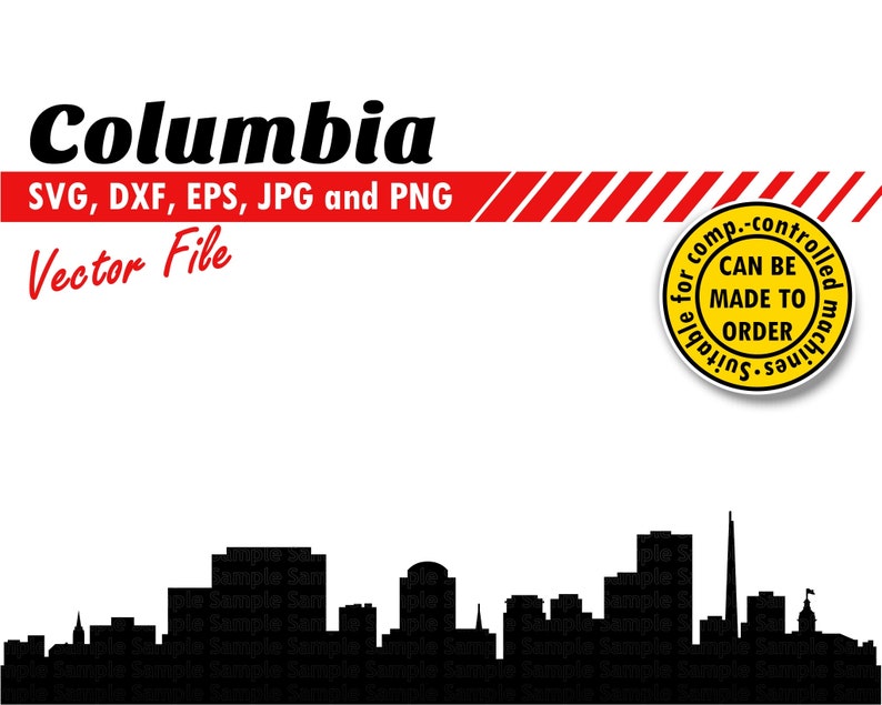 Columbia SC Skyline Silhouette, Vector Files (svg, Eps, Dxf, Jpg, Png ...