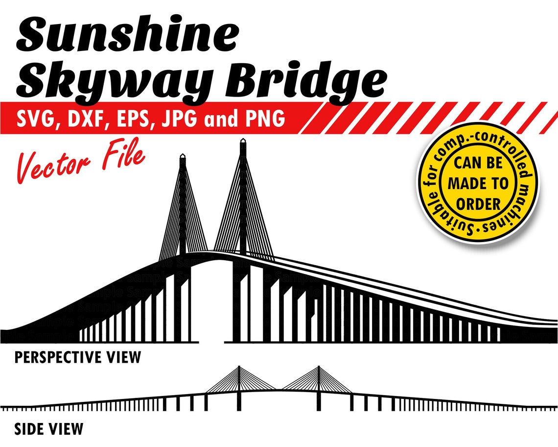 Sunshine Skyway Bridge Svg, Dxf, Eps, Jpg, Png. Tampa Bay Bridge ...