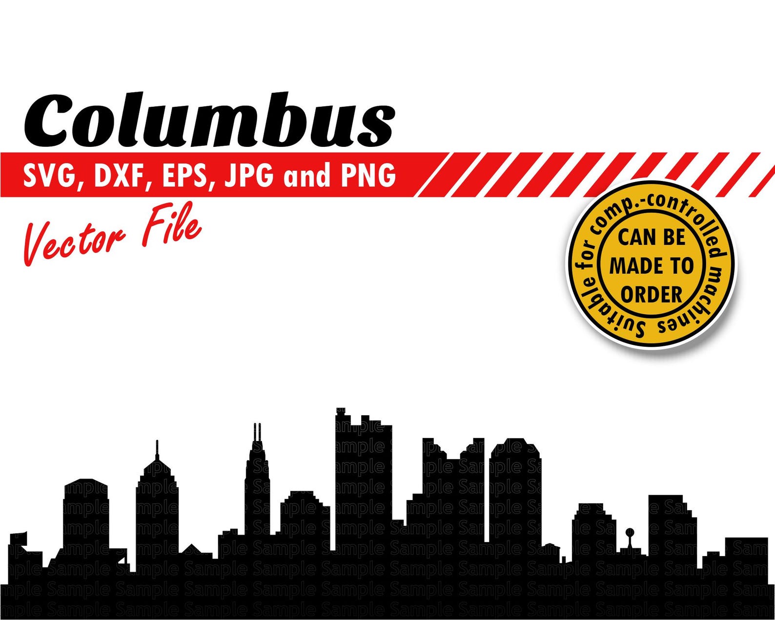Columbus Skyline Svg, Eps, Dxf, Jpg, Png. Urban Silhouette Clip Art ...