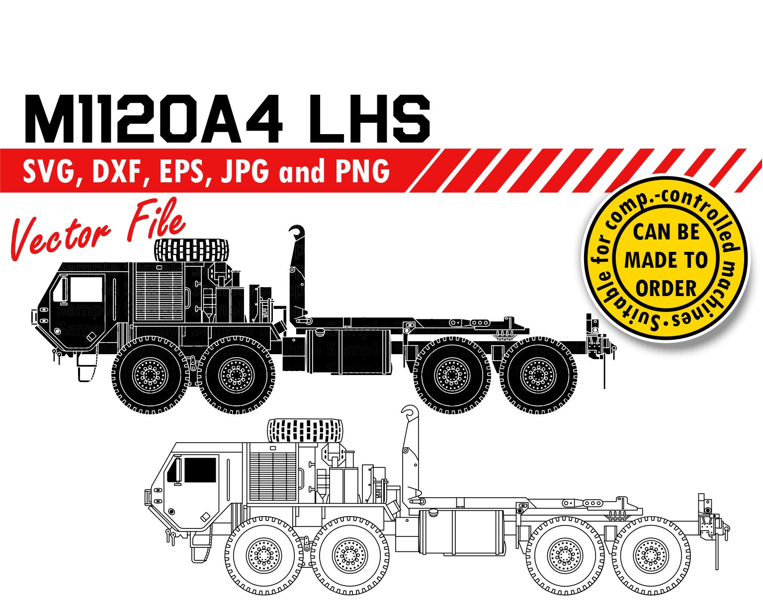 M1120A4 LHS HEMTT Svg, Dxf, Eps, Jpg, Png. Military Transport Truck for ...