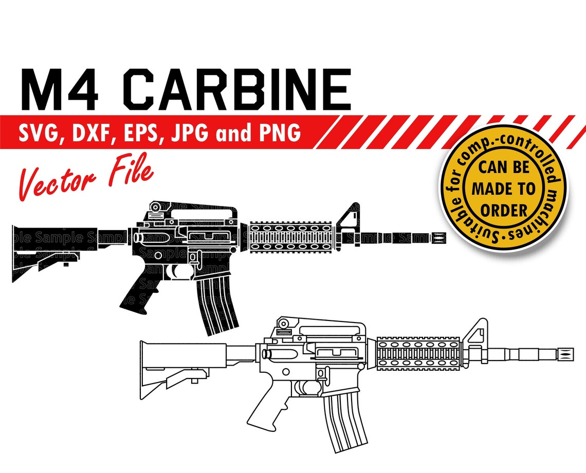 M4 Carbine Rifle Svg, Dxf, Eps, Jpg, Png File | Gun Silhouette Vector ...