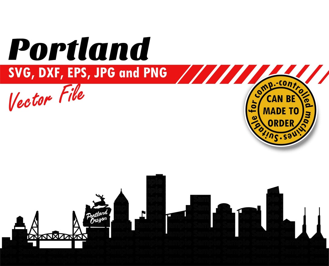 Portland Skyline Svg, Dxf, Eps, Jpg, Png File | City Silhouette Vector ...