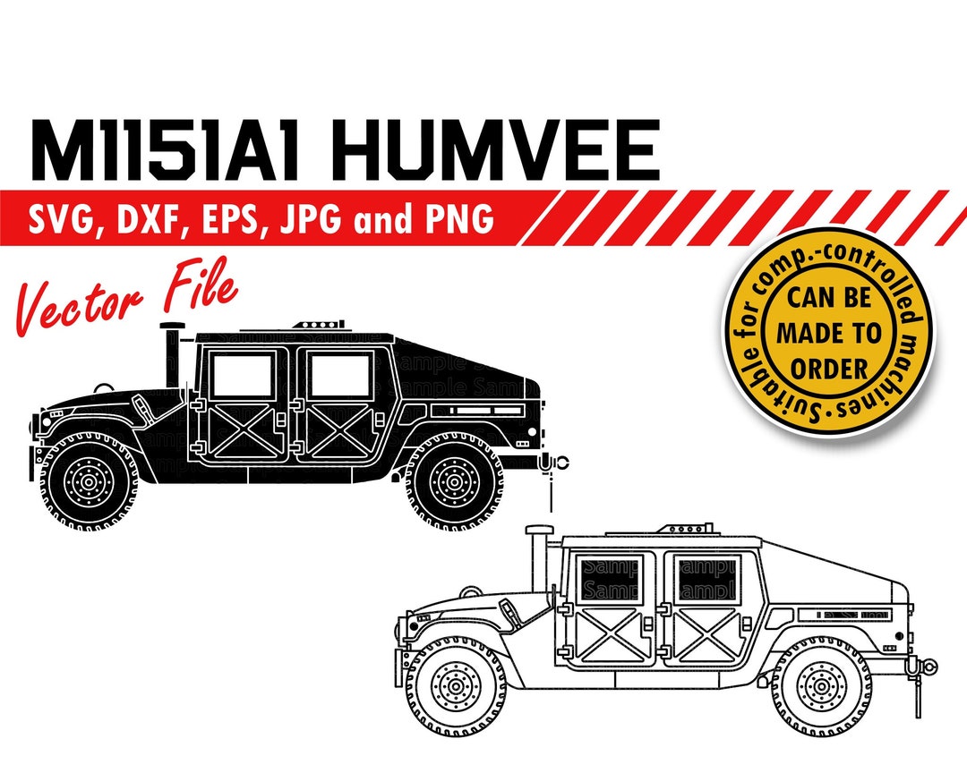 M1151A1 Humvee Svg, Dxf, Eps, Jpg, Png. Truck Silhouette Vector Cutting ...