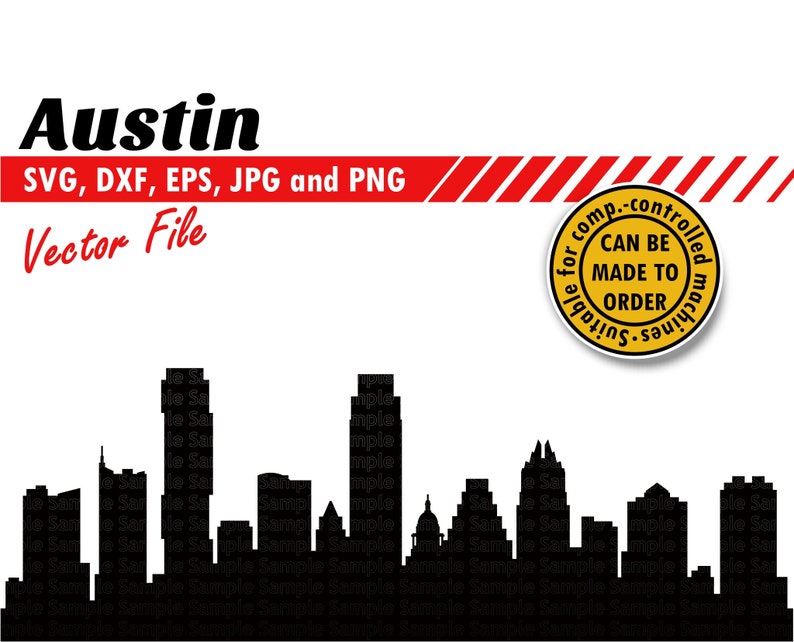 Austin Skyline Svg Dxf Eps Jpg Png File City Silhouette - Etsy Canada