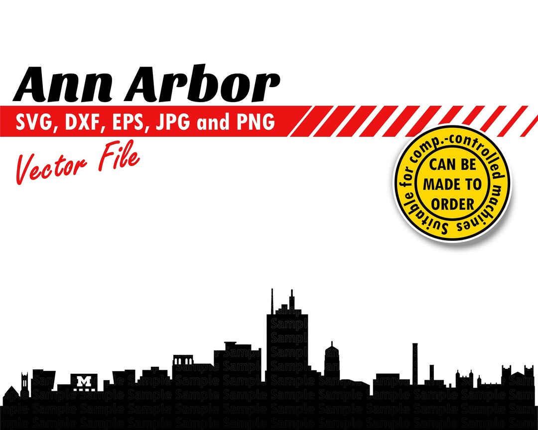 Ann Arbor Skyline Svg, Eps, Dxf, Jpg, Png. Cityscape for Printing ...