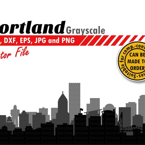 Portland Skyline Svg Dxf Eps Jpg Png File City - Etsy