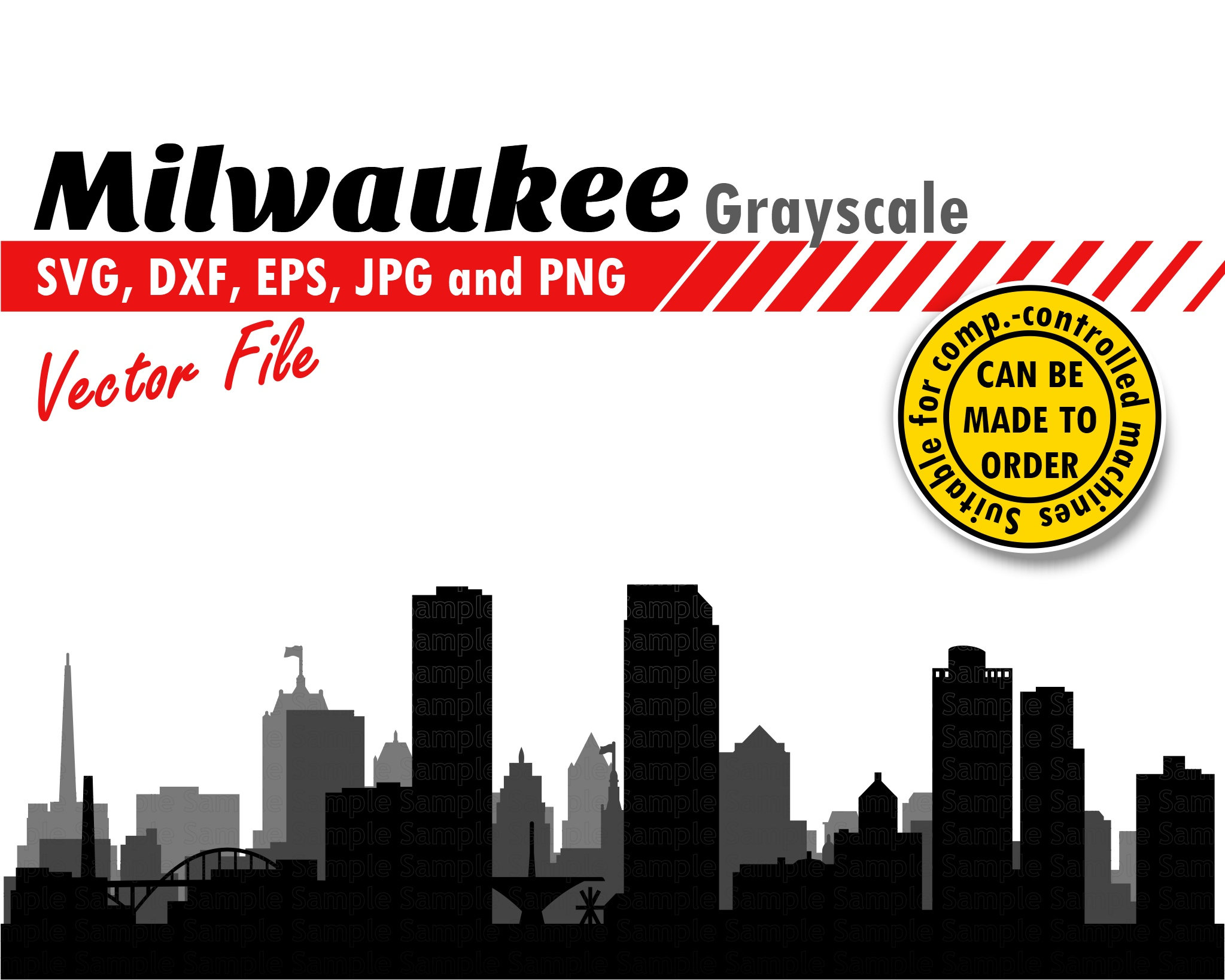 Milwaukee Layered Skyline Svg Eps Dxf Jpg Png. City - Etsy Ireland