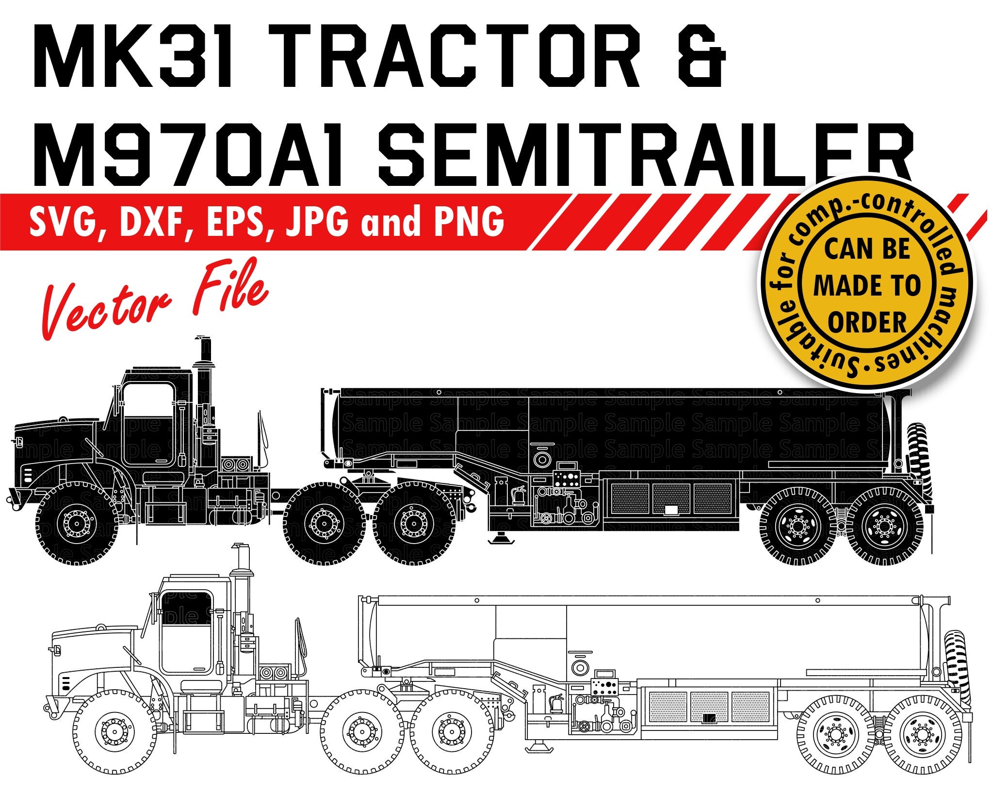 MK31 Tractor & M970A1 Semitrailer Svg Dxf Eps Jpg Png. - Etsy Australia