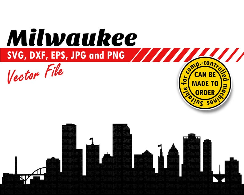 Milwaukee Skyline Svg Eps Dxf Jpg Png. Cityscape for - Etsy