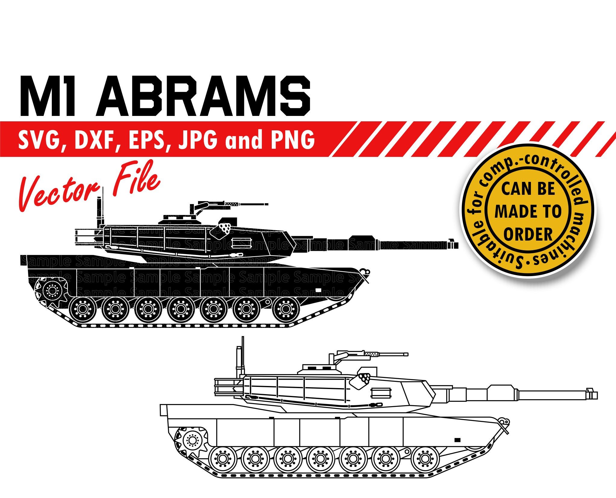M1 Abrams Tank Svg dxf eps jpg Png. Imagen prediseñada del - Etsy España