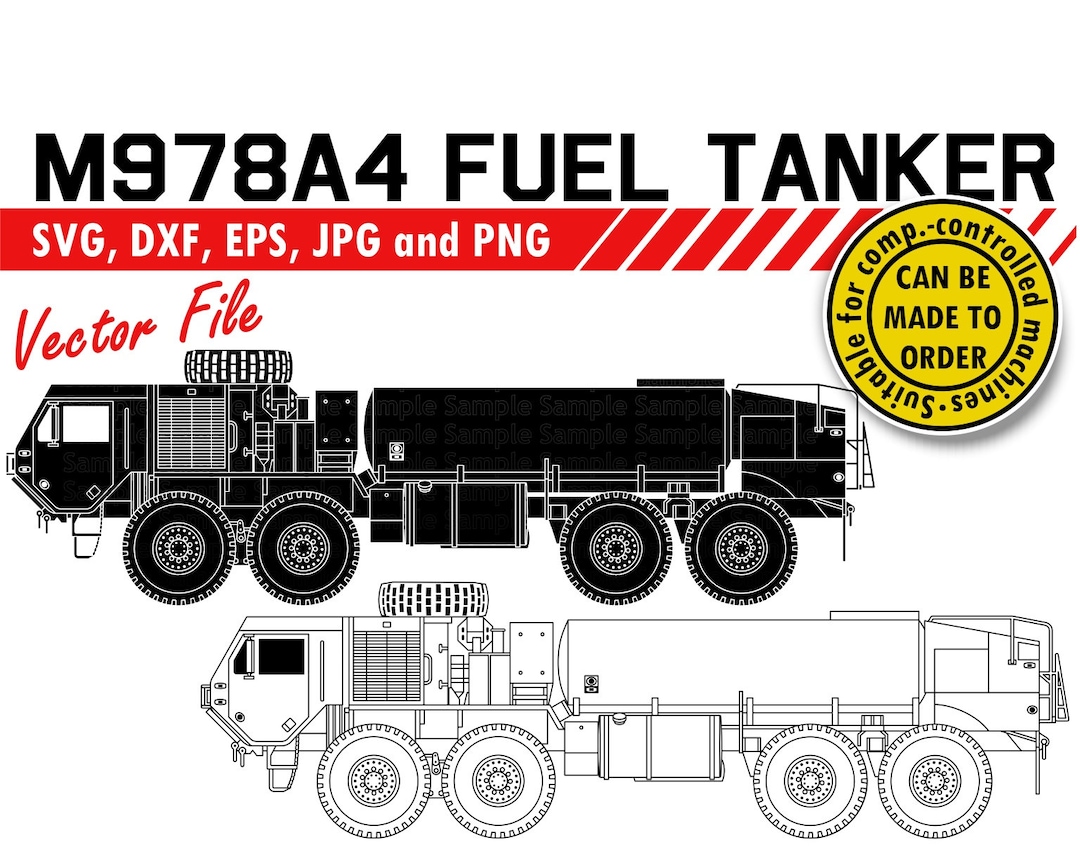 M978A4 Fuel Tanker Svg, Dxf, Eps, Jpg, Png. 8x8 Truck File for Cutting ...