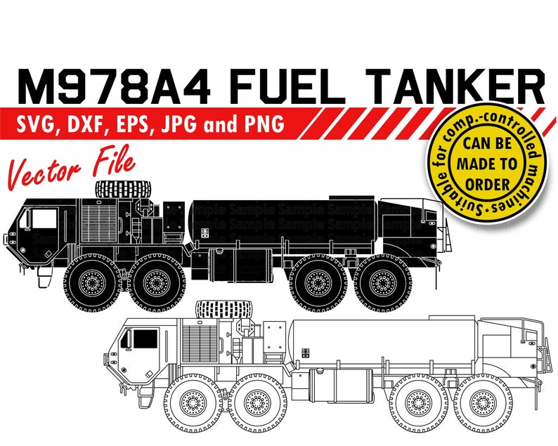 M978A4 Fuel Tanker Svg, Dxf, Eps, Jpg, Png. 8x8 Truck File for Cutting ...