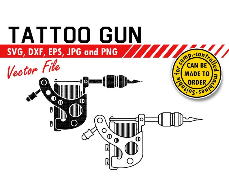Tattoo Gun Svg, Dxf, Eps, Jpg, Png File. Ink Gun Outline for Cutting ...