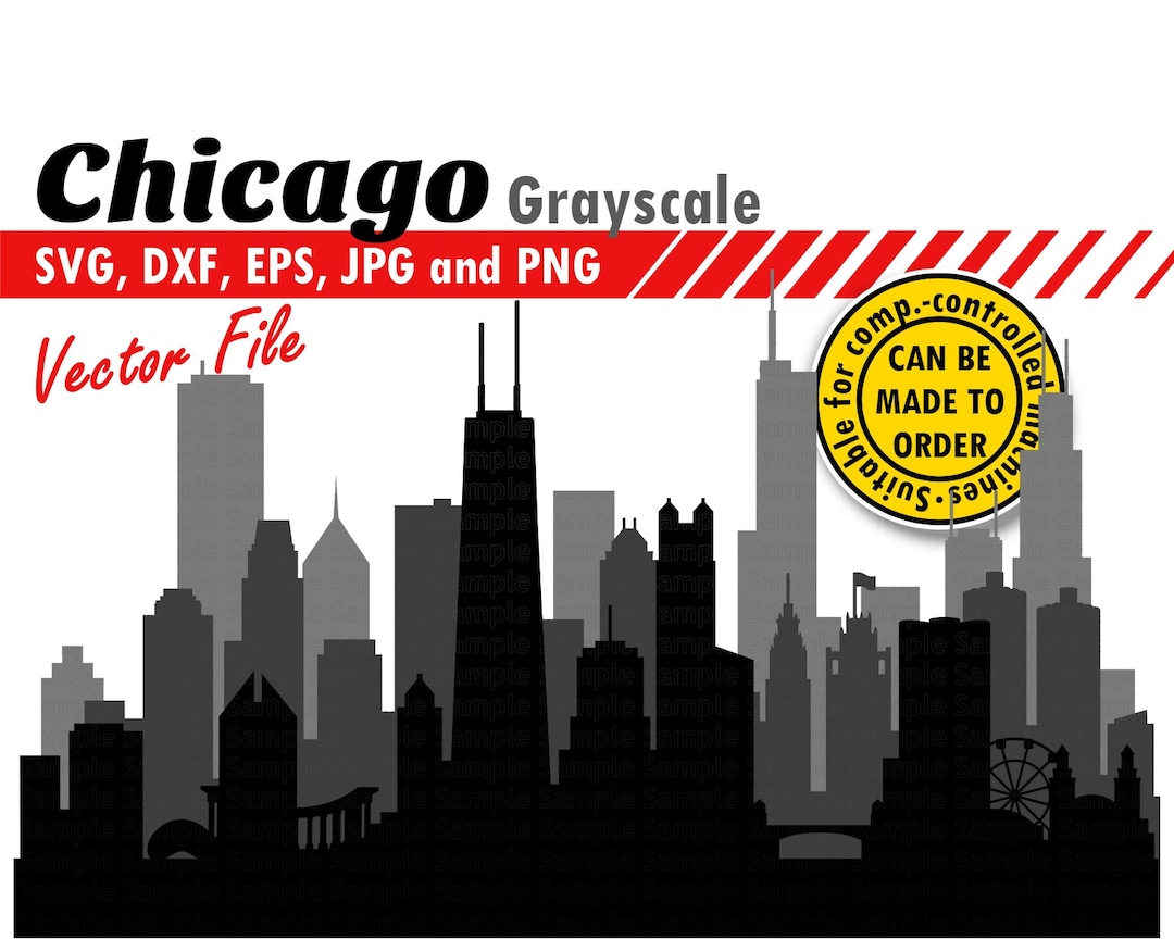 Chicago Skyline Svg, Eps, Dxf, Jpg, Png. City Layered Scenery for ...