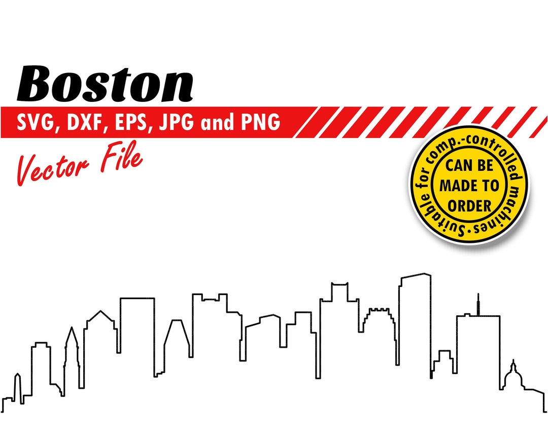 Boston Skyline Outline Svg, Dxf, Eps, Jpg, Png. Line Cityscape for ...
