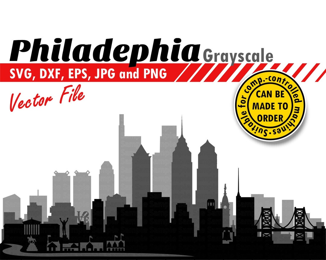 Philadelphia Skyline in Layers Svg, Eps, Dxf, Jpg, Png. Cityscape for ...