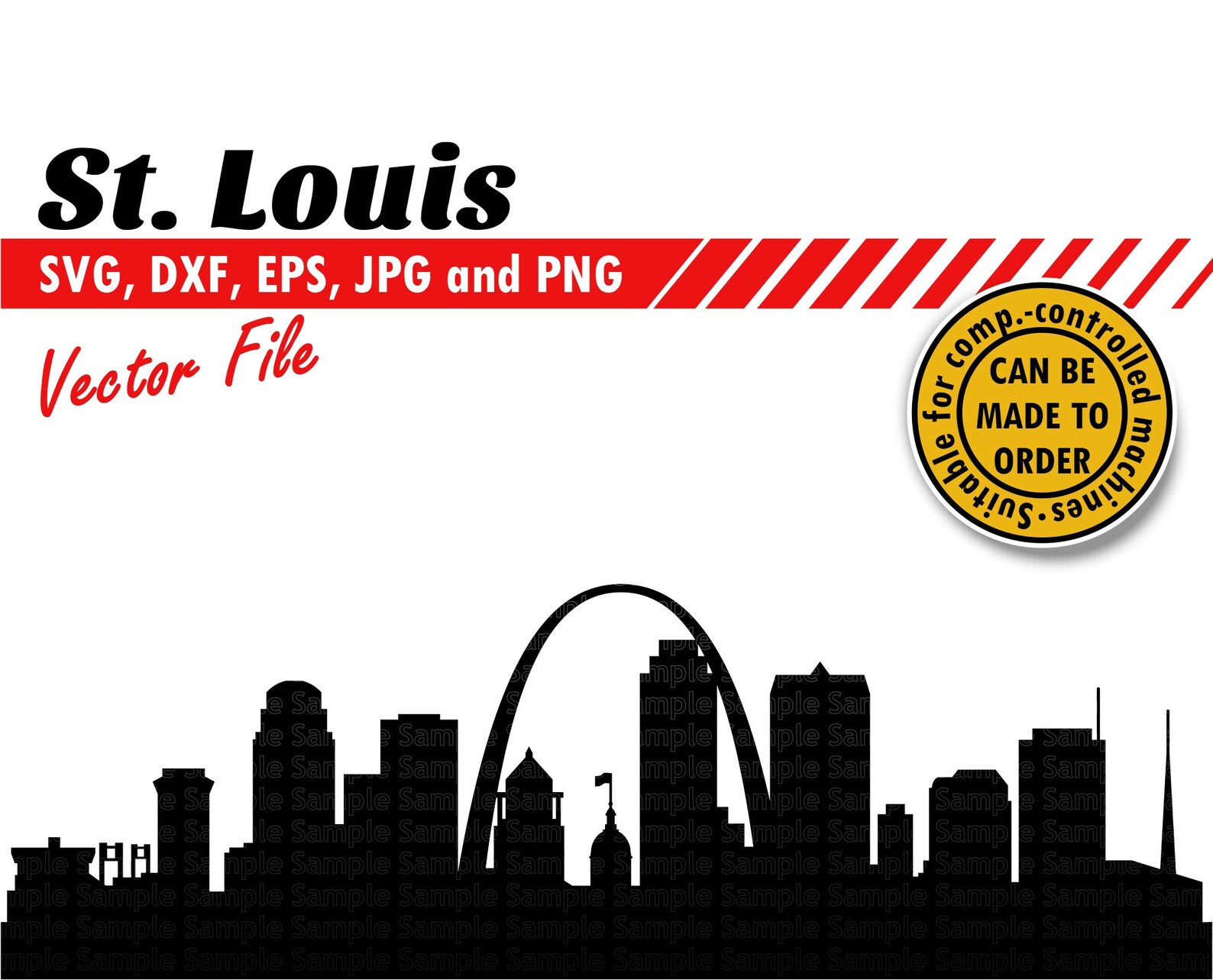 St. Louis Skyline Svg, Eps, Dxf, Jpg and Png File | City Silhouette ...