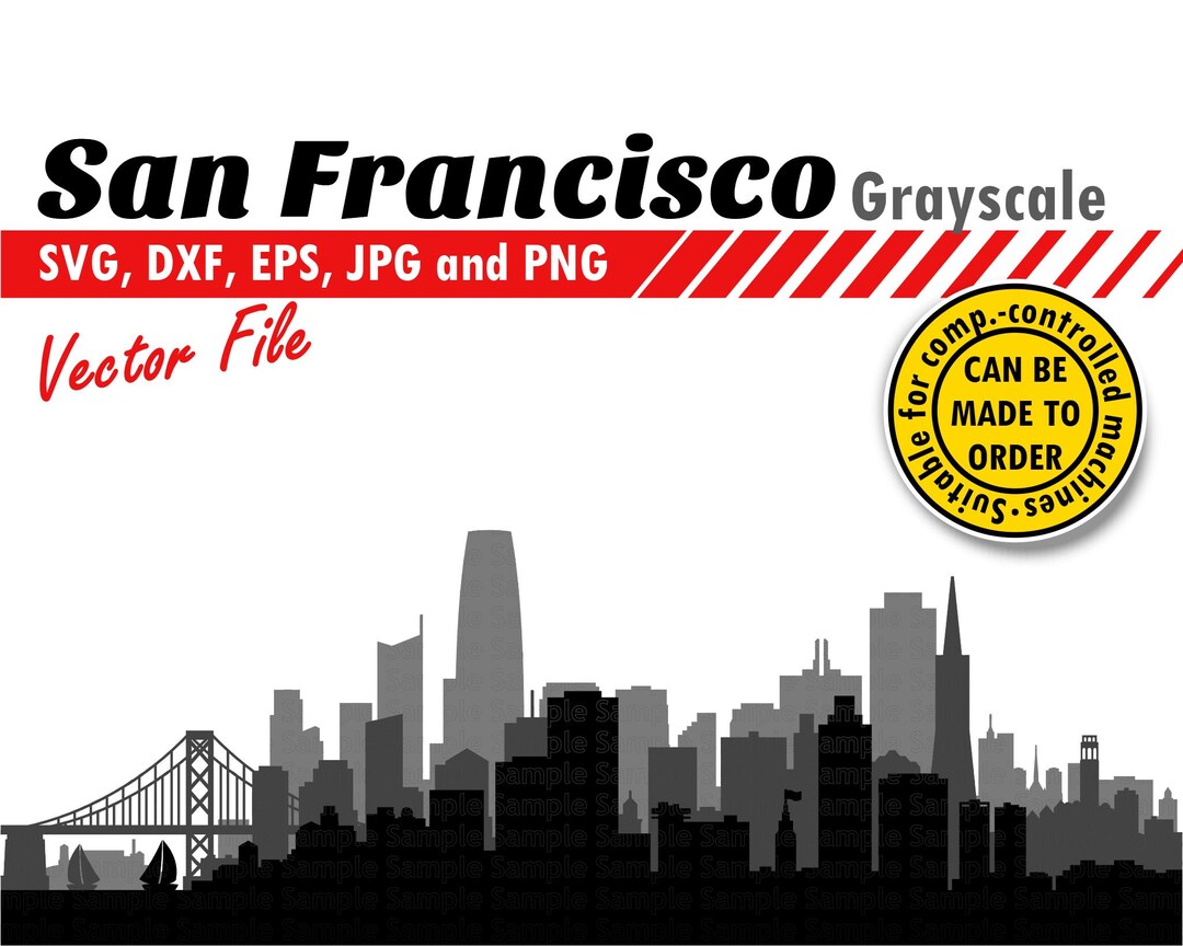 San Francisco Layered Skyline Svg, Dxf, Png, Jpg, Eps. Cityscape ...