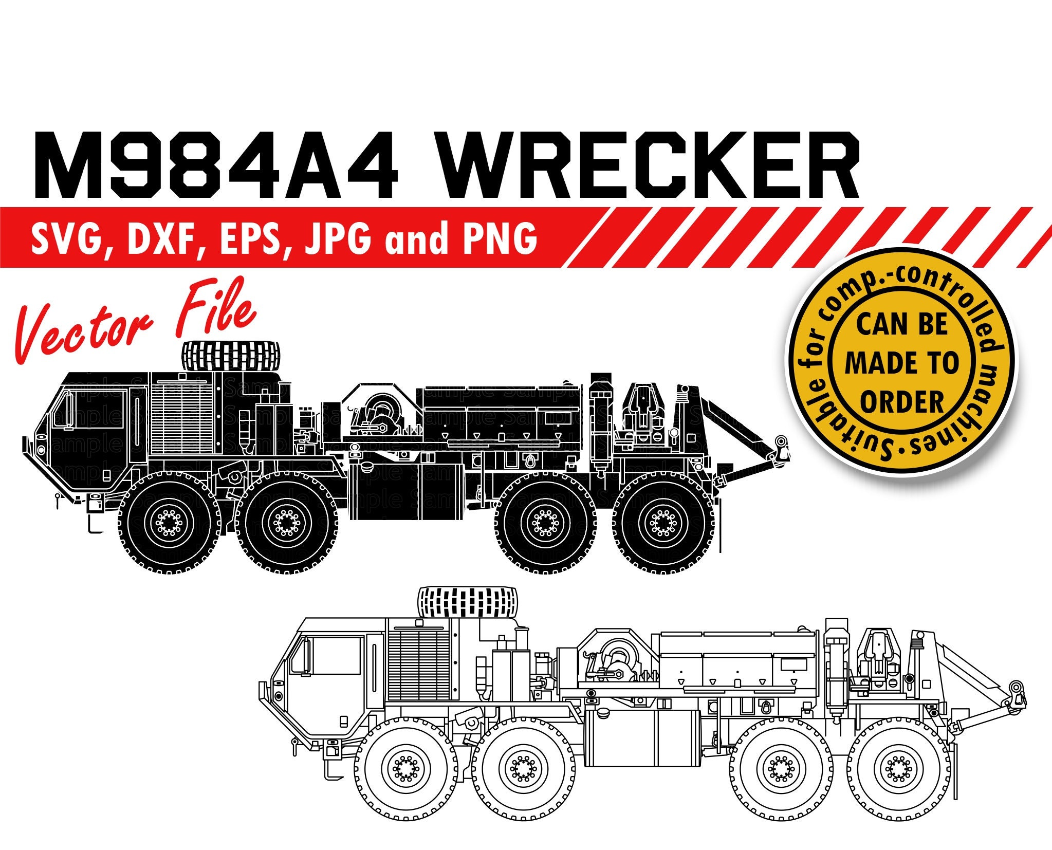 M984A4 Wrecker Svg Dxf Eps Jpg Png. 8x8 Truck Clipart & | Etsy