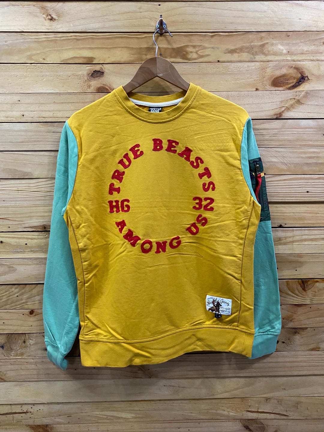 Vintage HUSTLE GANG Bomber Styles Sweatshirt Size M - Etsy